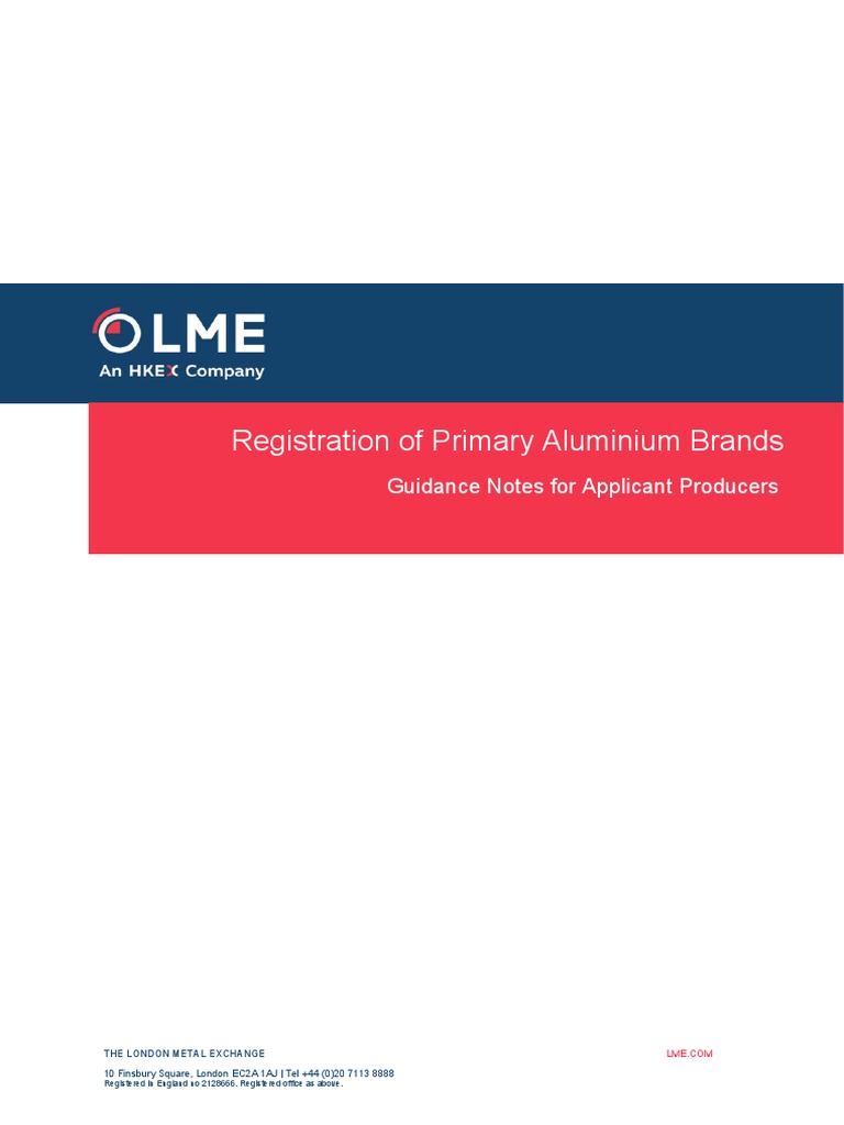 LME Aluminium Brand Registration Guide | PDF | Software Testing | Value ...