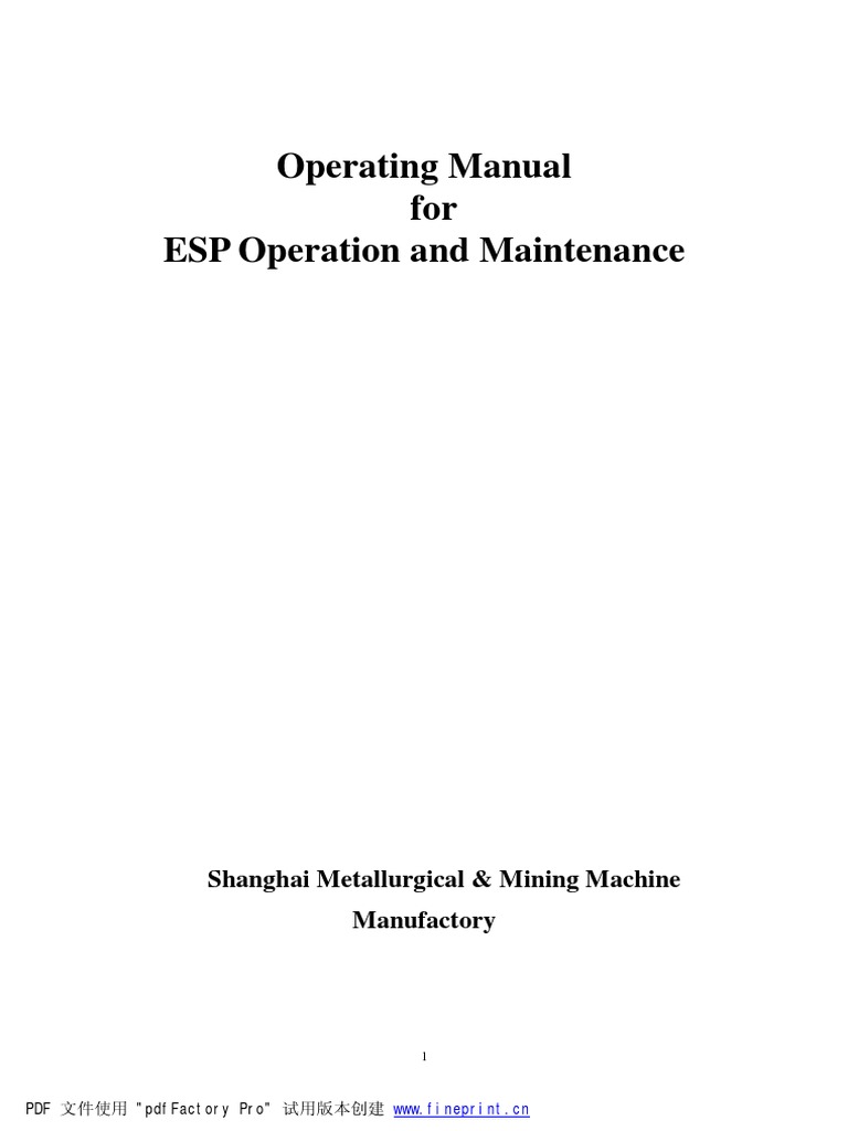 Operating Manual For ESP Operation and Maintenance | Download Free PDF ...