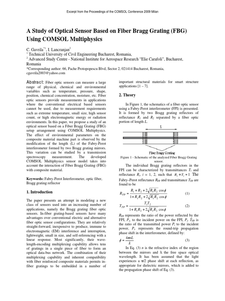 A Study of Optical Sensor Based On Fiber Bragg Grating (FBG) Using ...