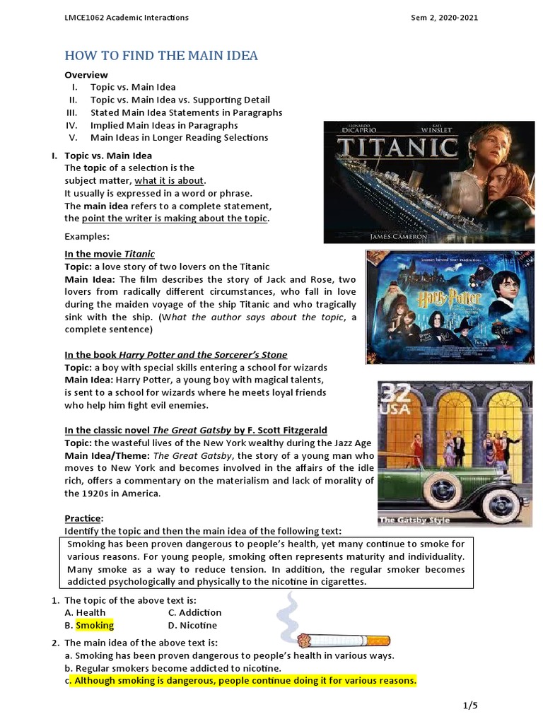 Understanding Main Ideas in Texts | PDF | Tram | Thesis