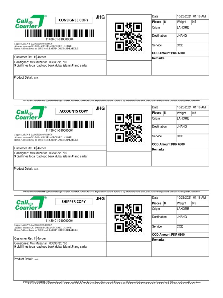 Consignee Copy: Cloth | PDF | Trade | Freight Transport