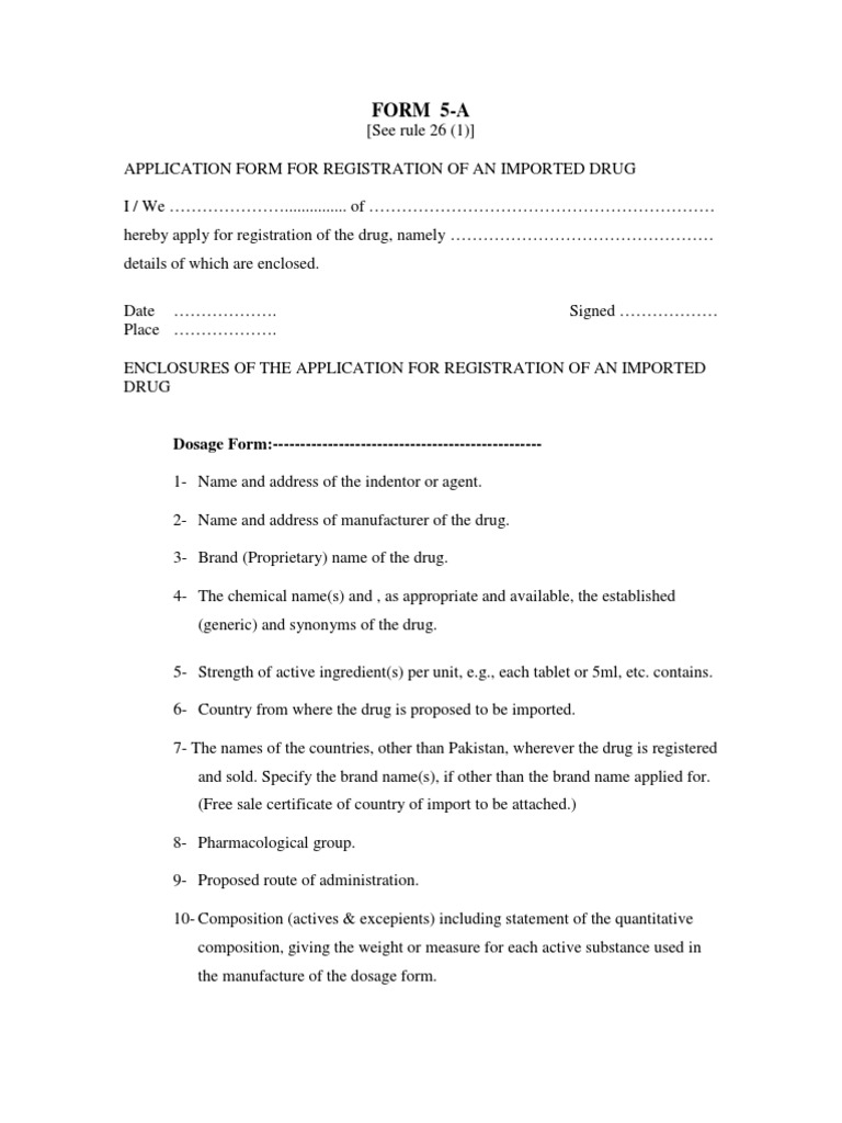 Application for Registration of an Imported Drug in Pakistan | PDF ...