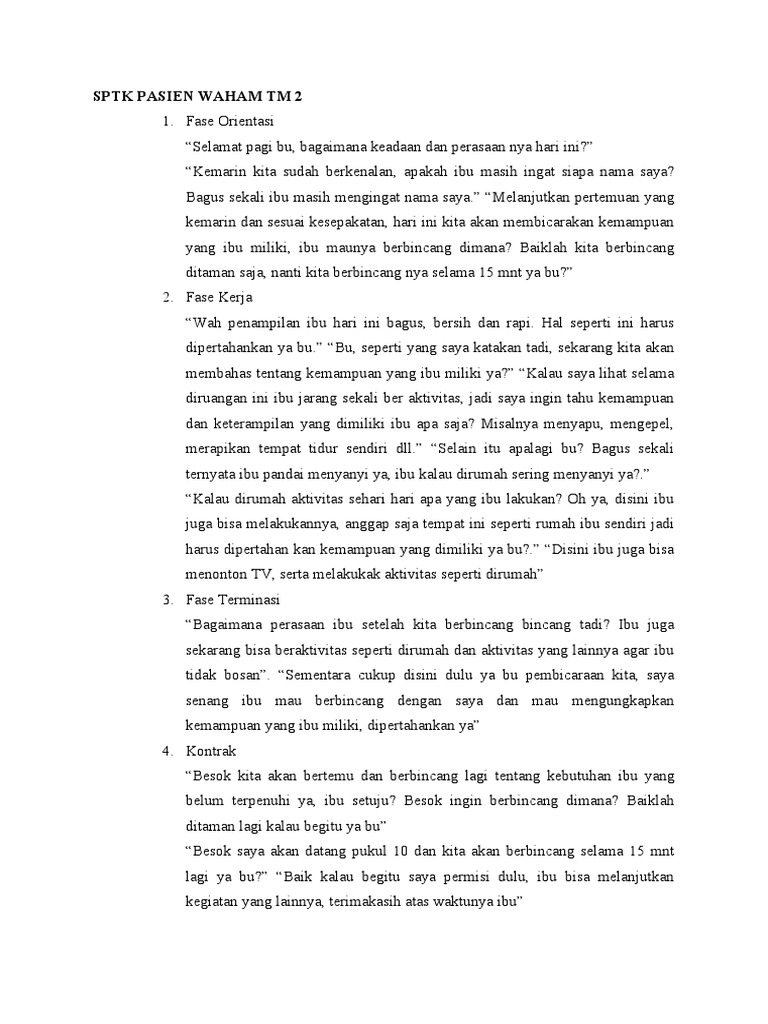 SPTK Pasien Waham TM 2 | PDF | Pengembangan Diri