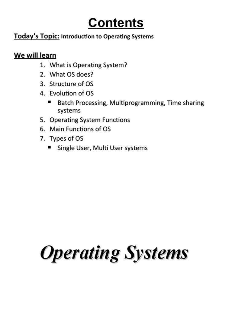 Introduction Components Evolution and TYPES of OS | PDF | Operating ...