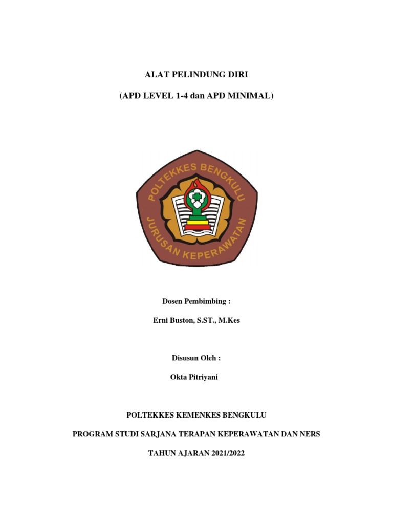 Alat Pelindung Diri (Apd Level 1-4 Dan Apd Minimal) : Dosen Pembimbing ...