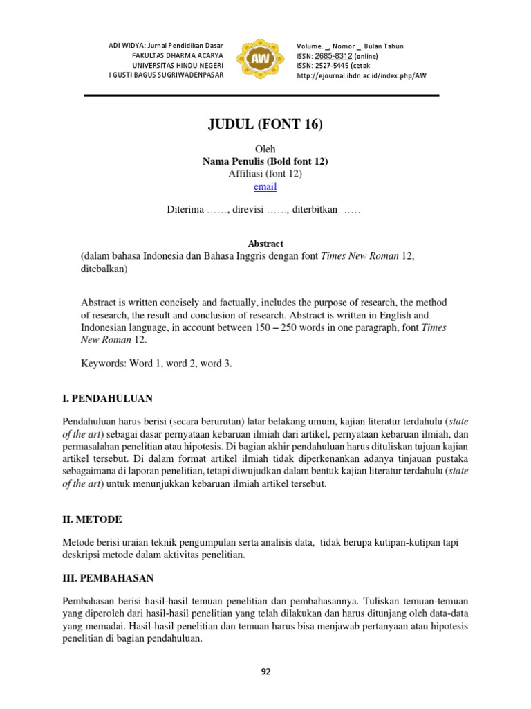Template Jurnal Adi Widya | PDF