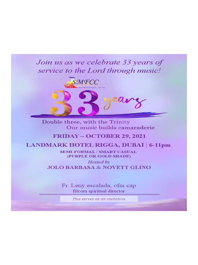 Join Us As We Celebrate 33 Years of Service To The Lord Through Music ...