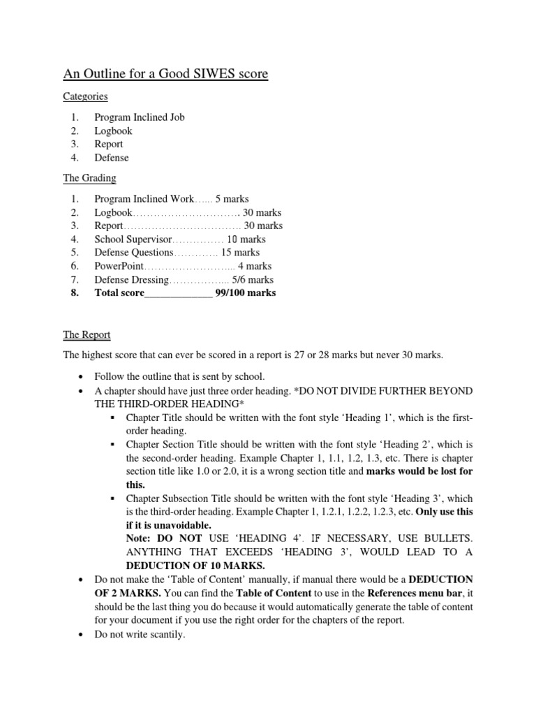 An Outline For A Good SIWES Score | PDF