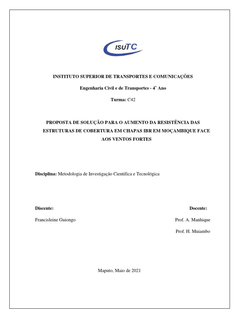 Projecto-Proposta de Solução para o Aumento Da Resistência Das ...
