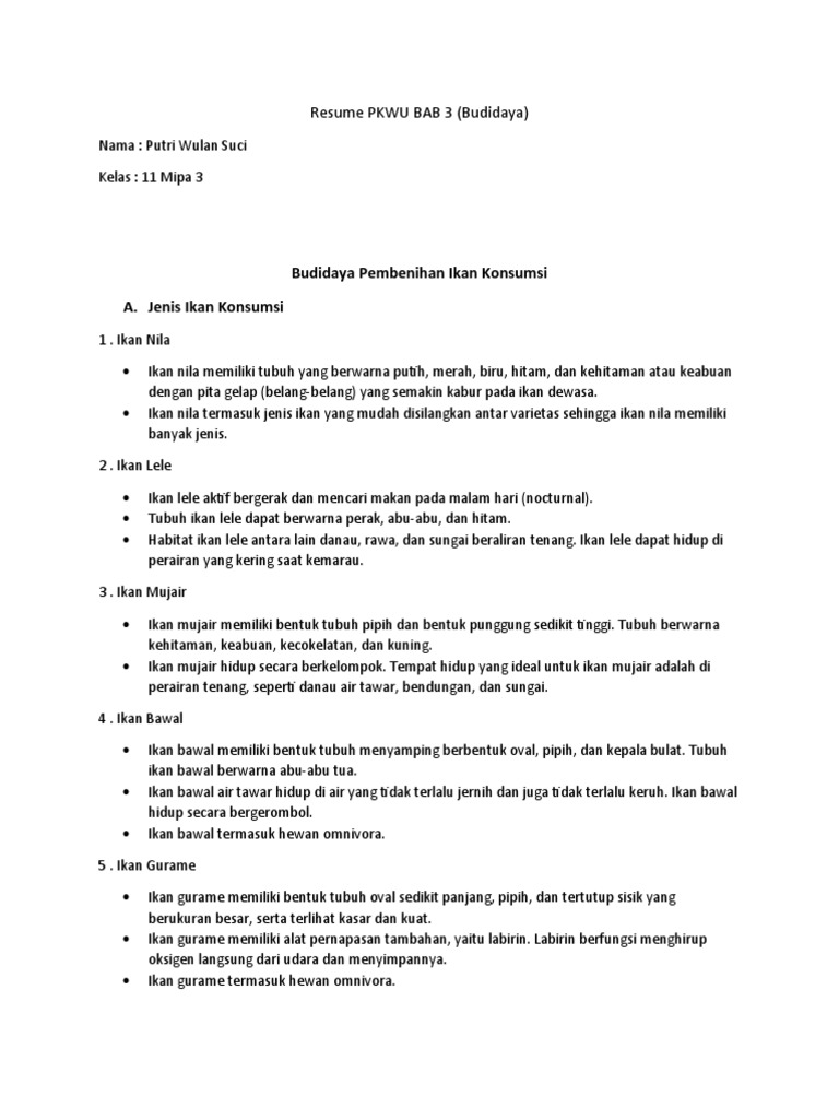Resume Pkwu Bab 3 | PDF