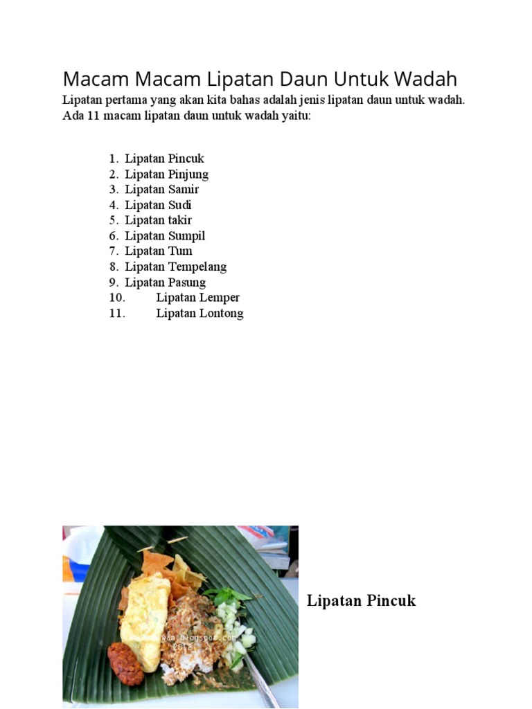 Macam Macam Lipatan Daun Untuk Wadah | PDF