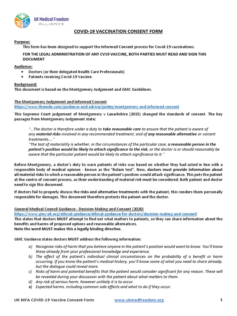 Covid-19 Vaccination Consent Form | PDF | Informed Consent | Vaccines