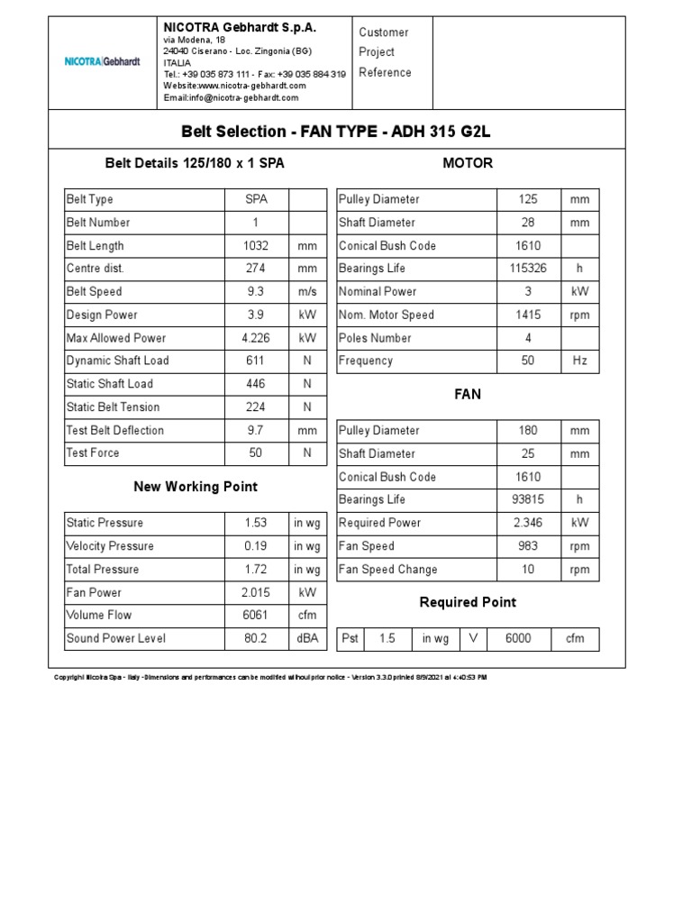 Ahu Fan-6000 CFM Twin Fan-1.5 Inch | PDF | Belt (Mechanical ...