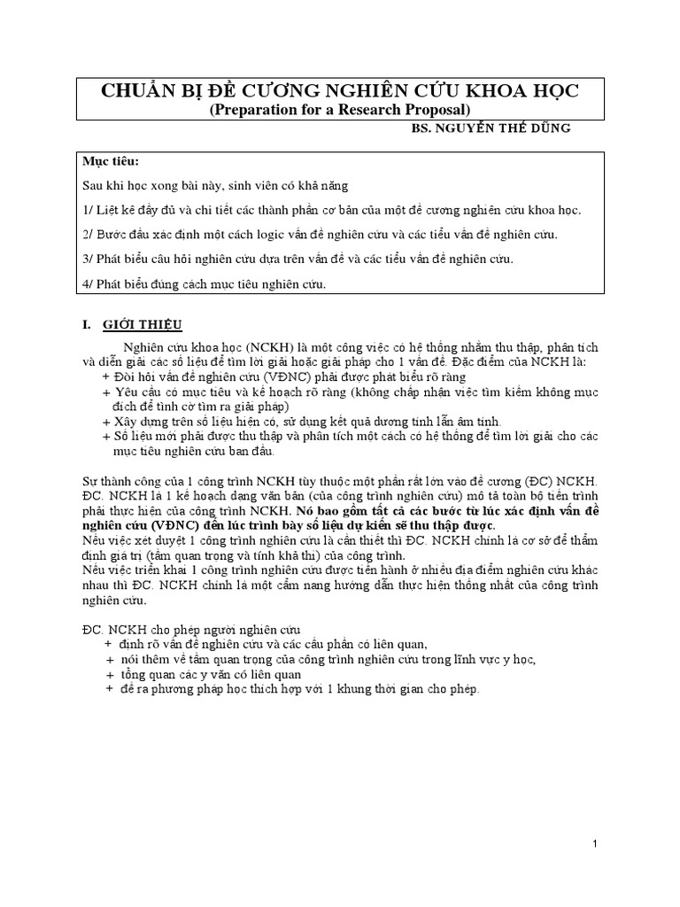 2.1 Bài Giảng Chuan Bi de Cuong NCKH | PDF