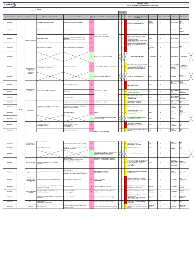 Analyse Des Risques Et Opportunités Processus Achat | PDF | Inventaire