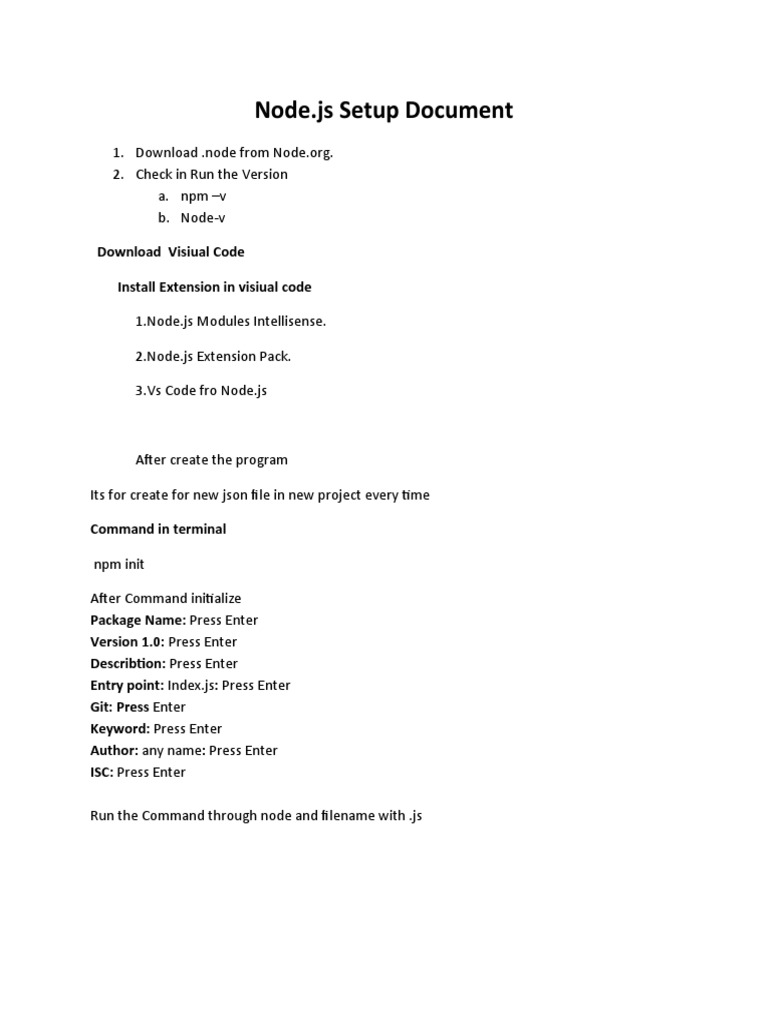 Node - Js Setup Document | PDF | Java Script | Computer Programming