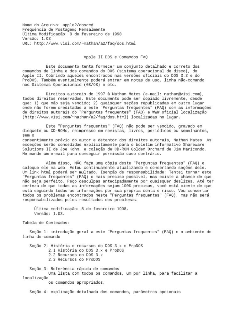 Apple II DOS & Commands FAQ | PDF | Drive de disco rígido ...