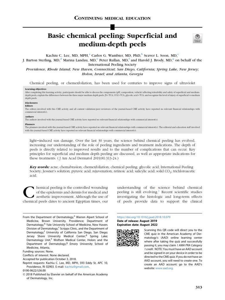 Basic Chemical Peeling - Superficial and Medium-Depth Peels | PDF ...