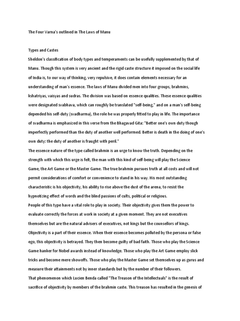 The Four Varnas | PDF | Caste | Truth