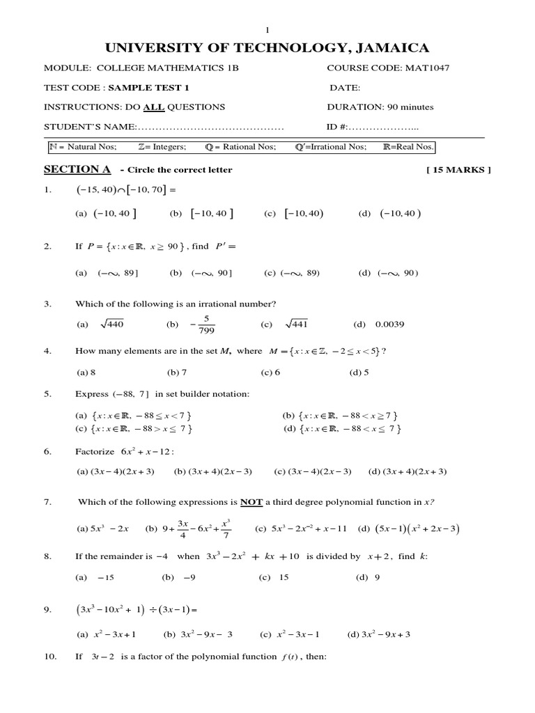 Sample Test 1 | PDF | Discrete Mathematics | Number Theory