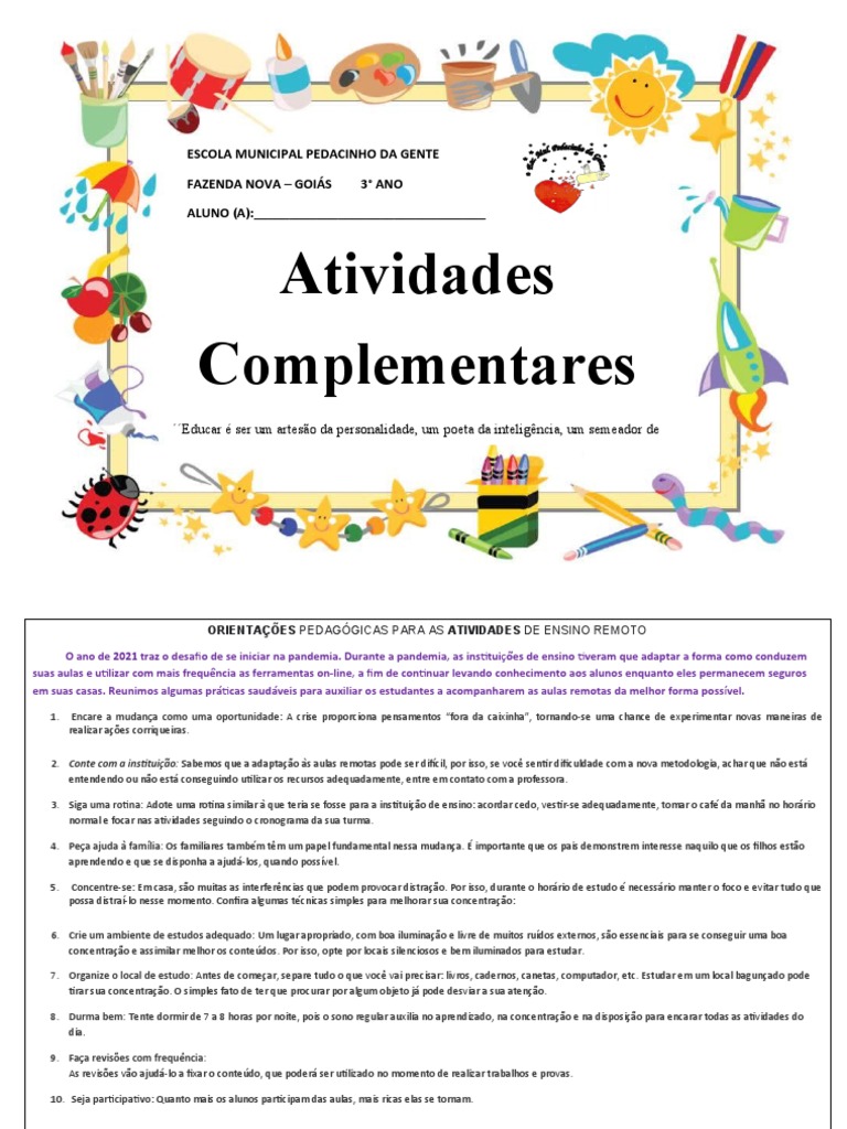 Atividades Complementares - 3° Ano - Maio | PDF | Transporte público | Ônibus