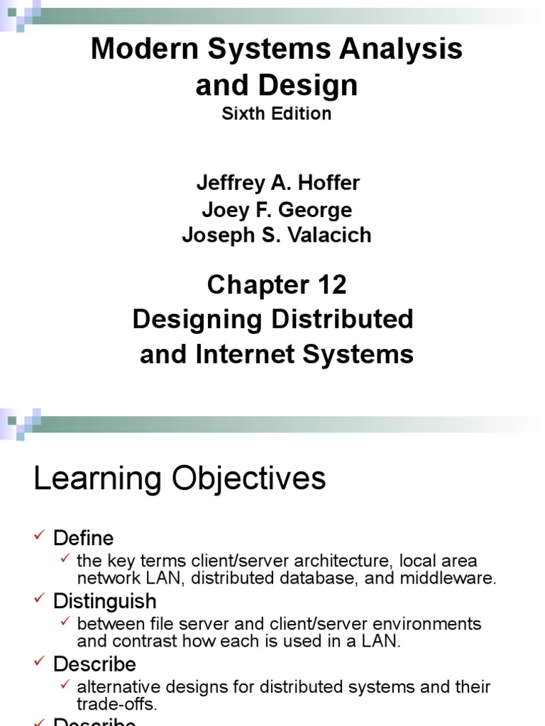 Chapter 12 - Designing Distributed and Internet Systems | PDF | Data ...