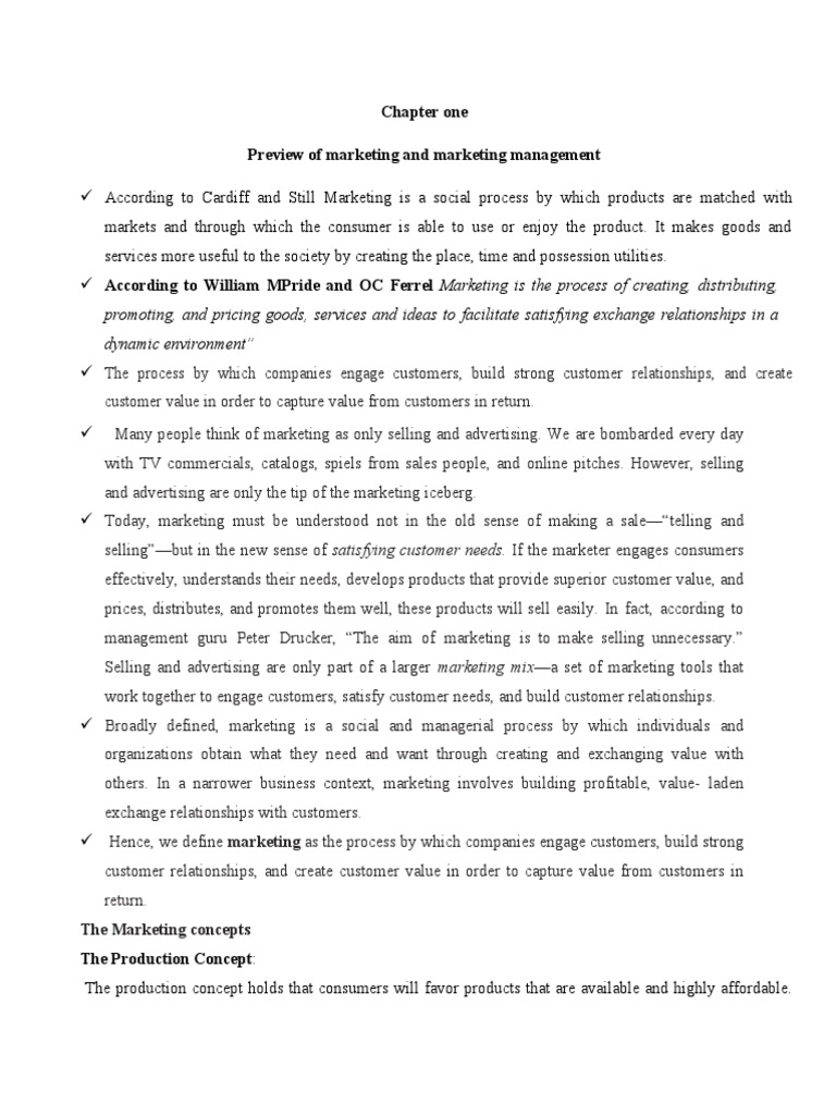 Principle of Marketing (Chapter 1) | PDF | Marketing | Sales