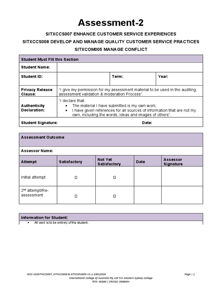 SITXCCS007 Assessment Task 2 | PDF | Customer | Databases