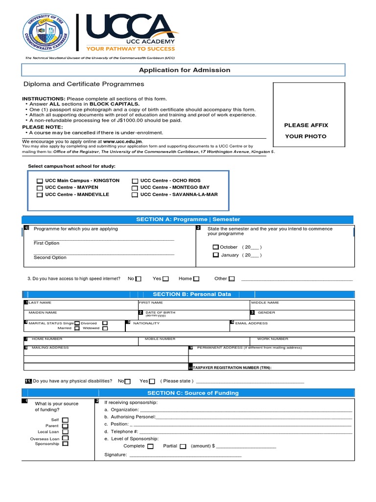 UCCA Application For Admission Form 3 | PDF | Government