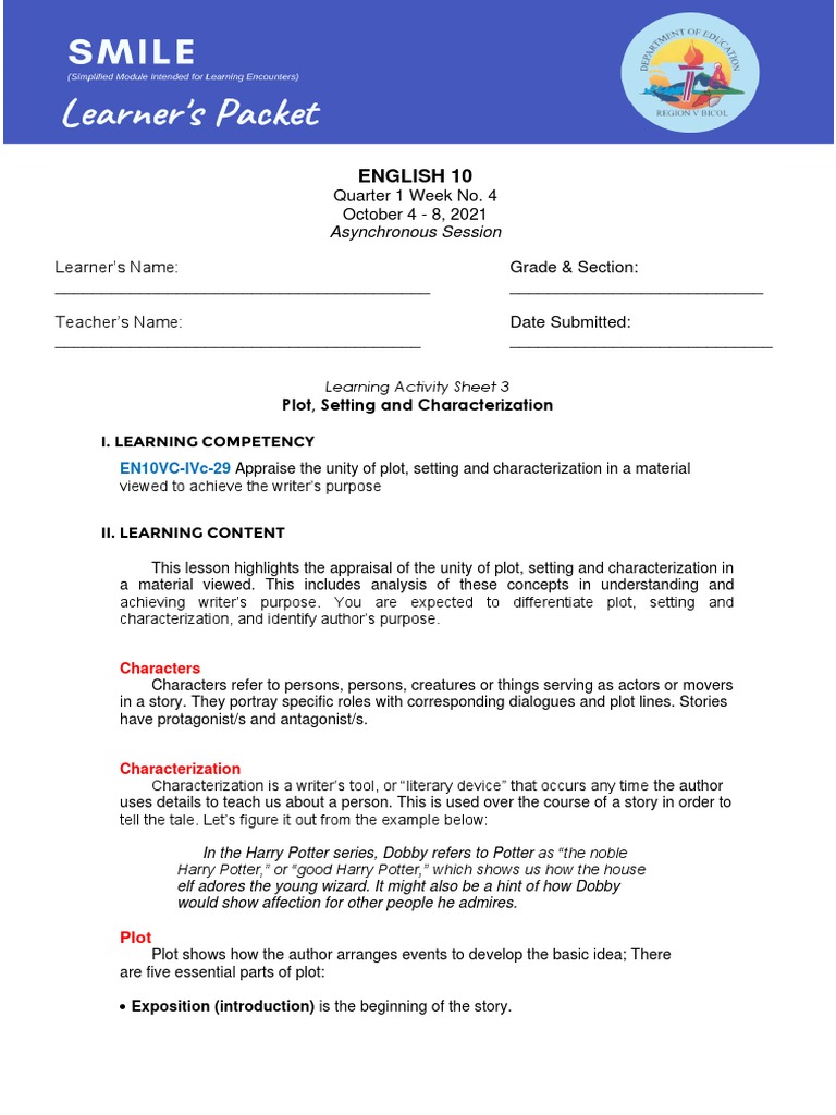 LAS 3 English 10 (First Quarter) | PDF | Plot (Narrative) | Writers