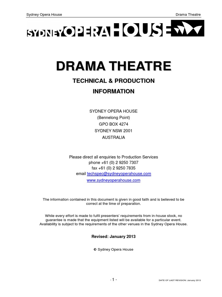 Sydney Opera House Drama Theatre Specs | PDF
