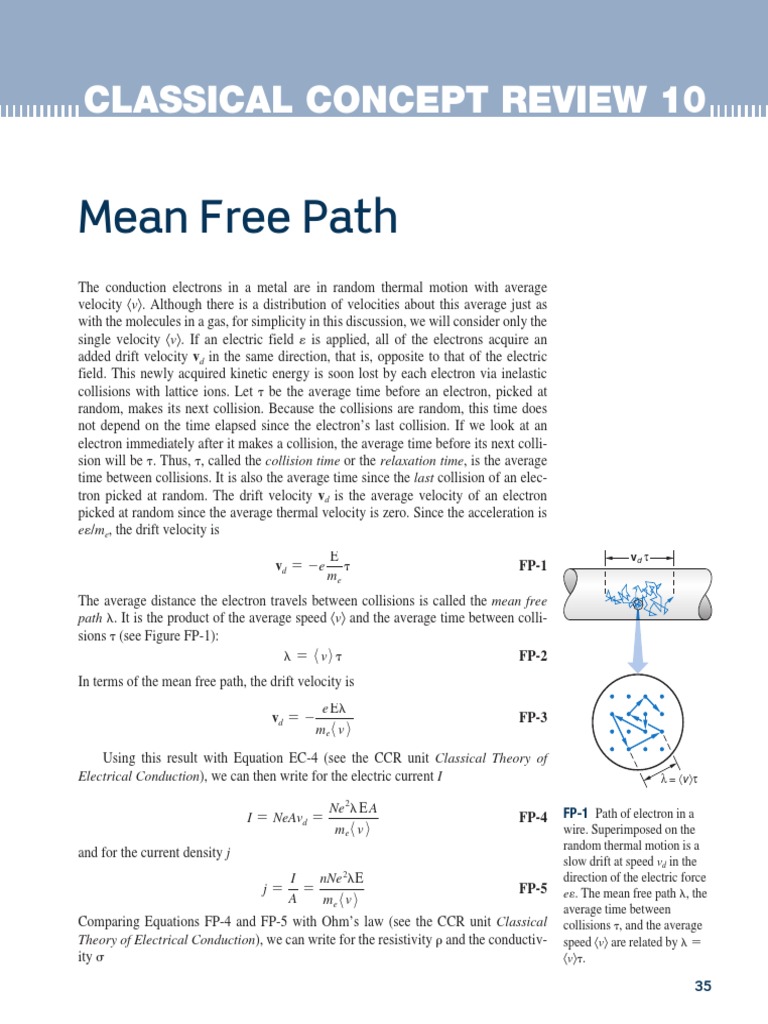 Mean Free Path and Collision Time | PDF | Collision | Electrical ...