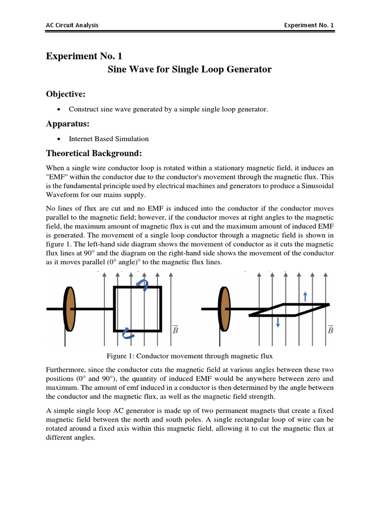 Experiment No. 1 Sine Wave For Single Loop Generator: Objective | PDF ...