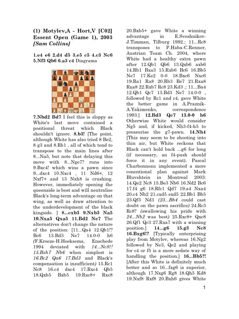 (Sam Collins) : ! !" " #" # $# "$%&' #Diagrama | PDF | Chess Openings ...