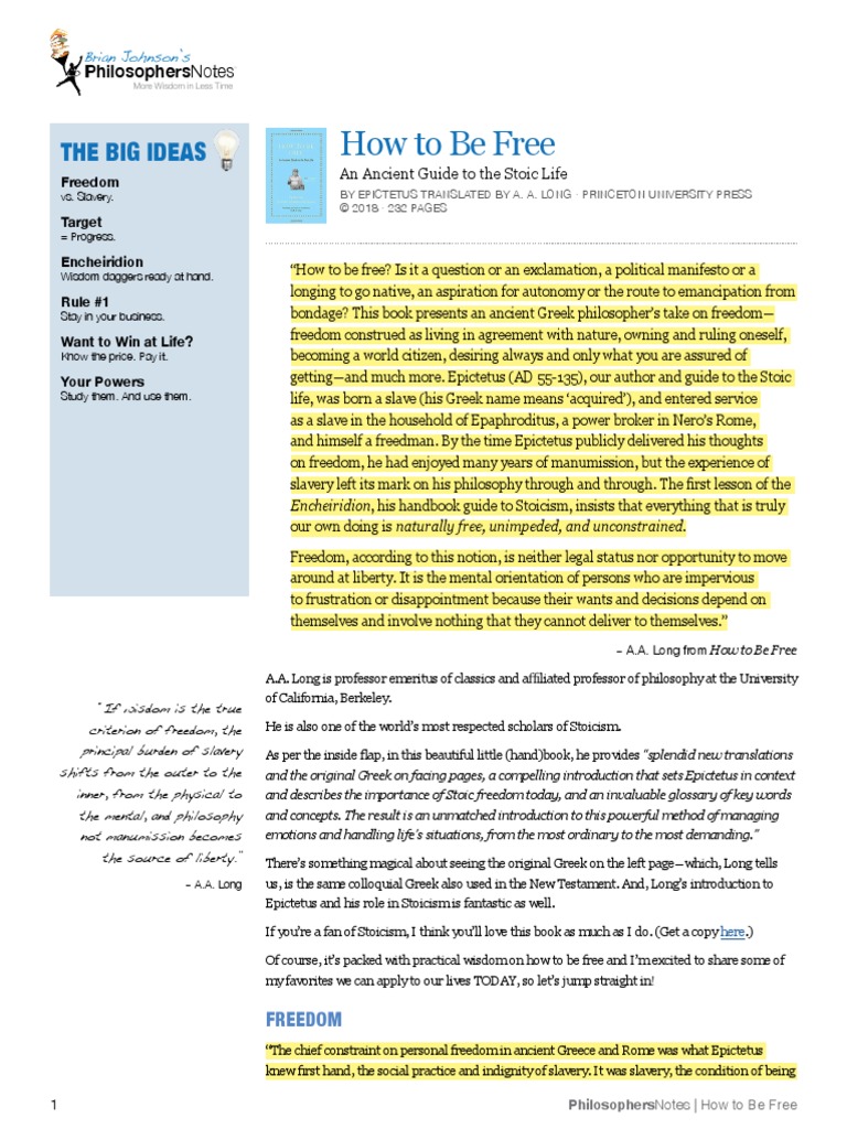 How To Be Free: The Big Ideas | Download Free PDF | Epictetus | Stoicism