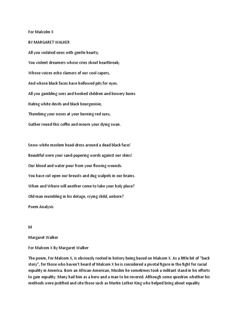 For Malcolm X | PDF | Poetry | Malcolm X