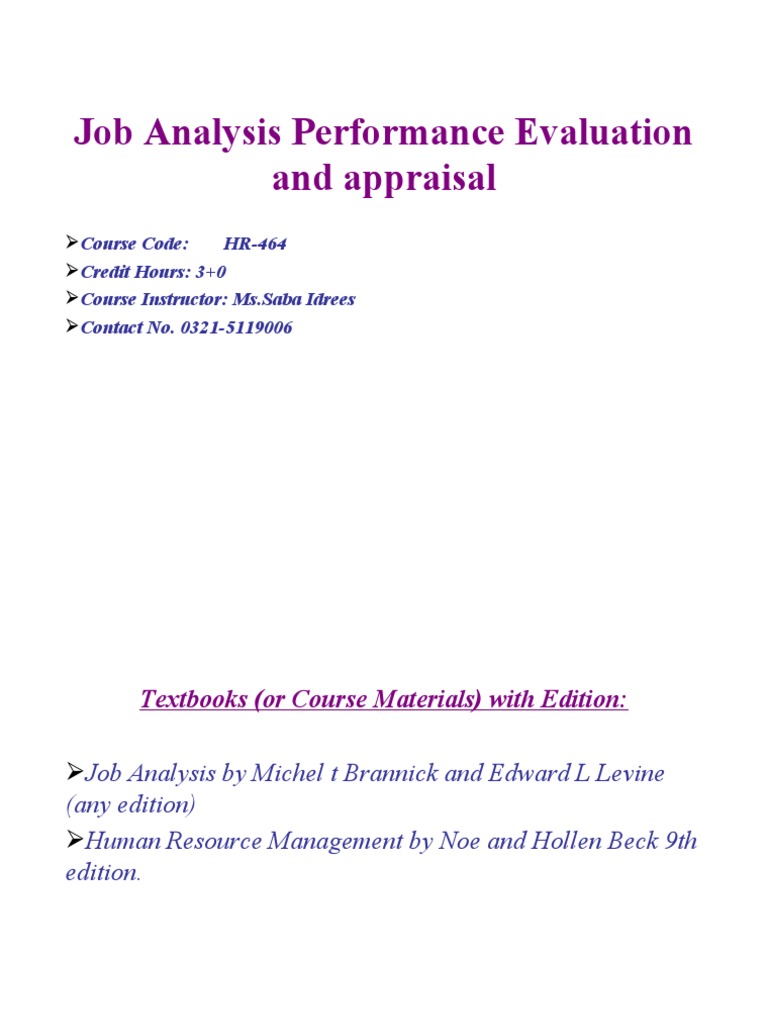 Job Analysis Performance Evaluation and Appraisal | PDF | Interview ...