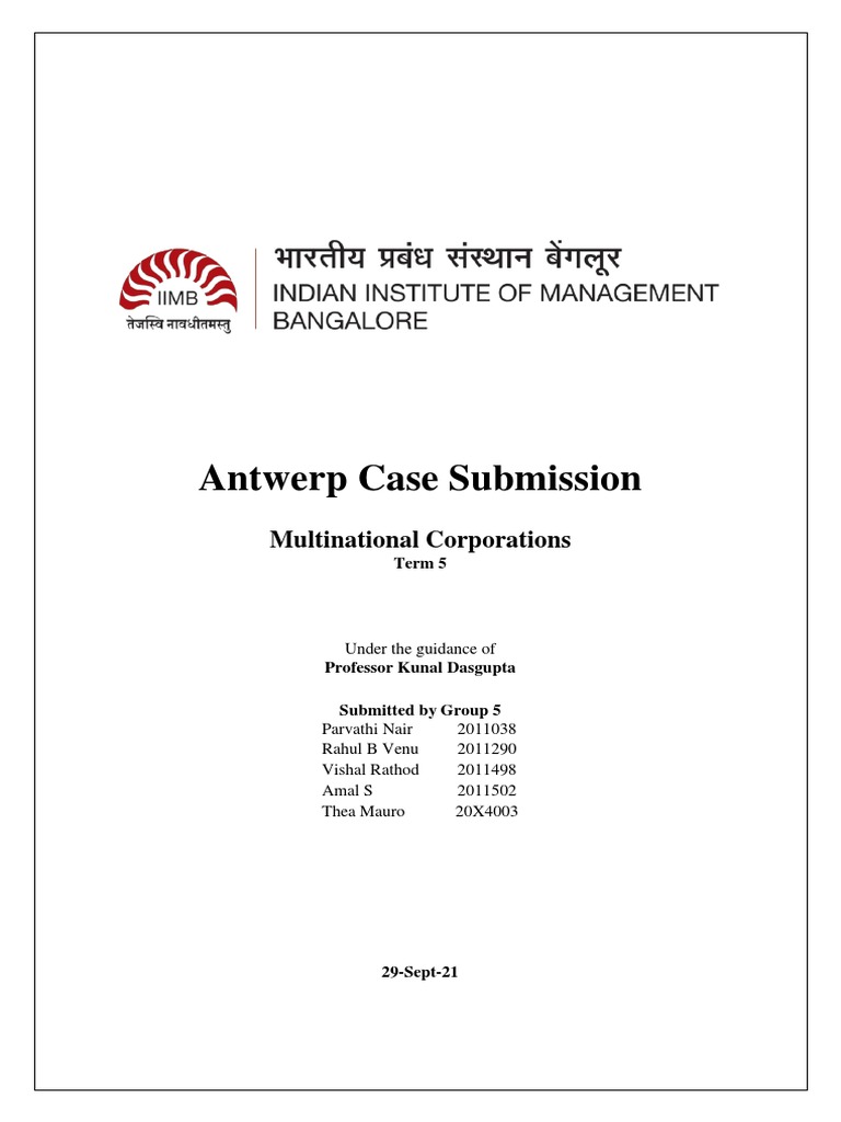 MNC - Antwerp Case Submission - Group 5 | PDF | Diamond | Automation