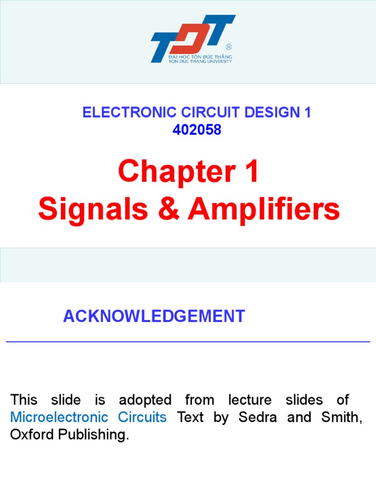 Chapter 1 - Signals and Amplifiers | PDF | Amplifier | Bipolar Junction ...