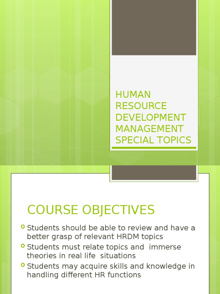 Human Resource Development Management Special Topics | PDF | Human ...