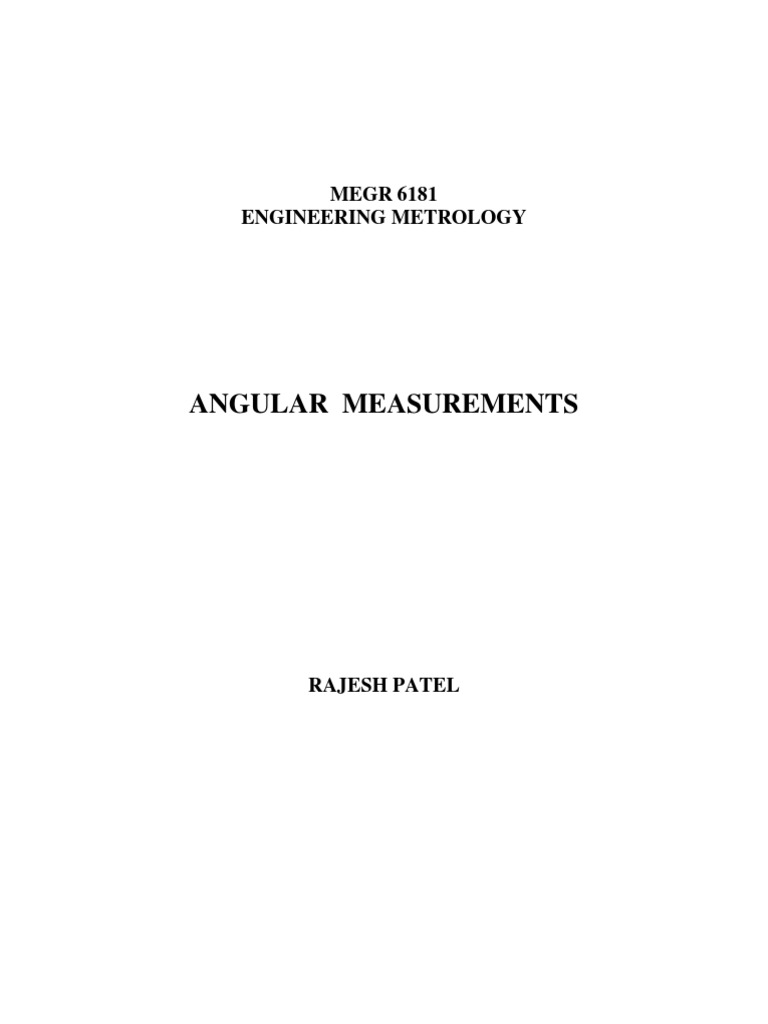 Angular Measurements: MEGR 6181 Engineering Metrology | PDF | Lens ...
