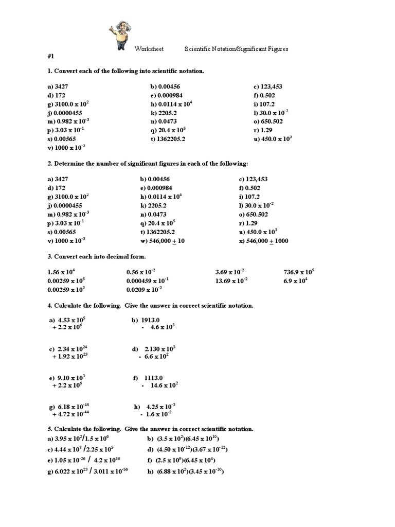 Worksheet Scientific Notation/Significant Figures | PDF | Significant ...