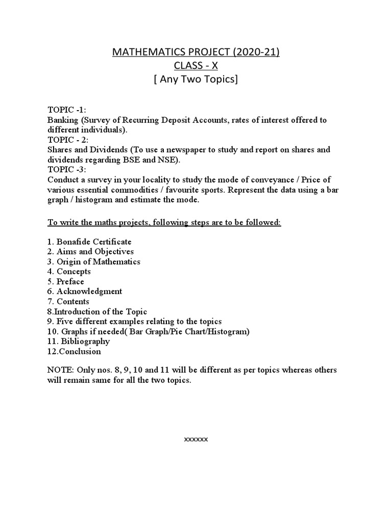 Mathematics Project For Class X | PDF | Teaching Methods & Materials ...