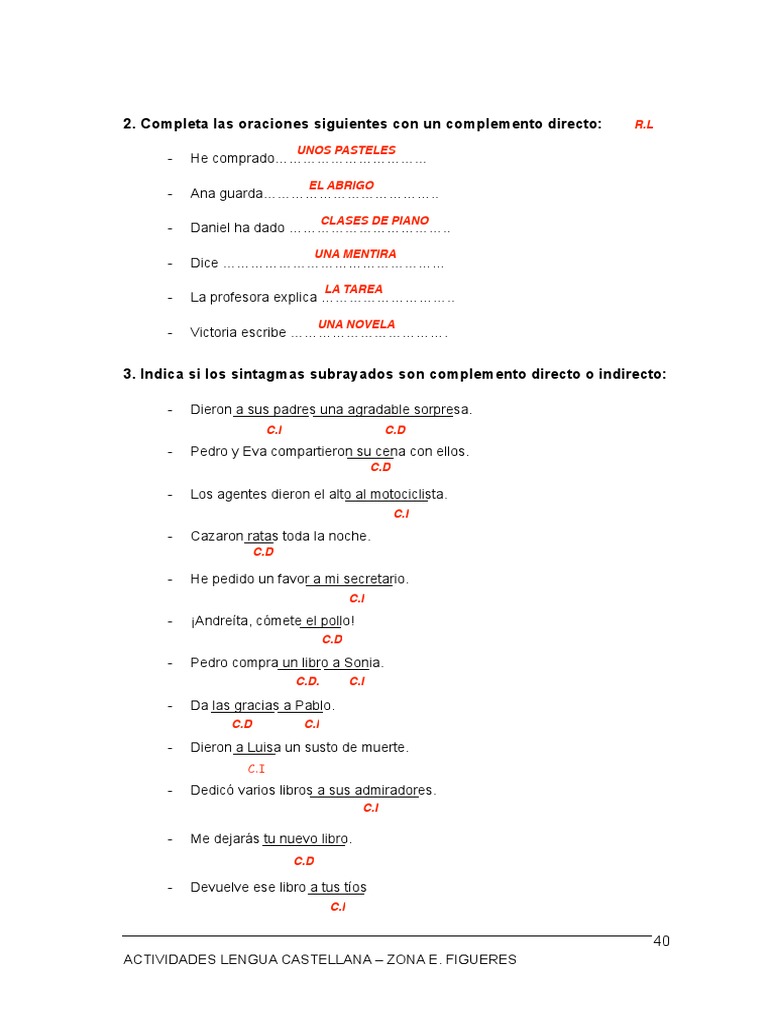Corrección Repaso Sintaxis 40-41 | PDF | Lingüística | Sintaxis