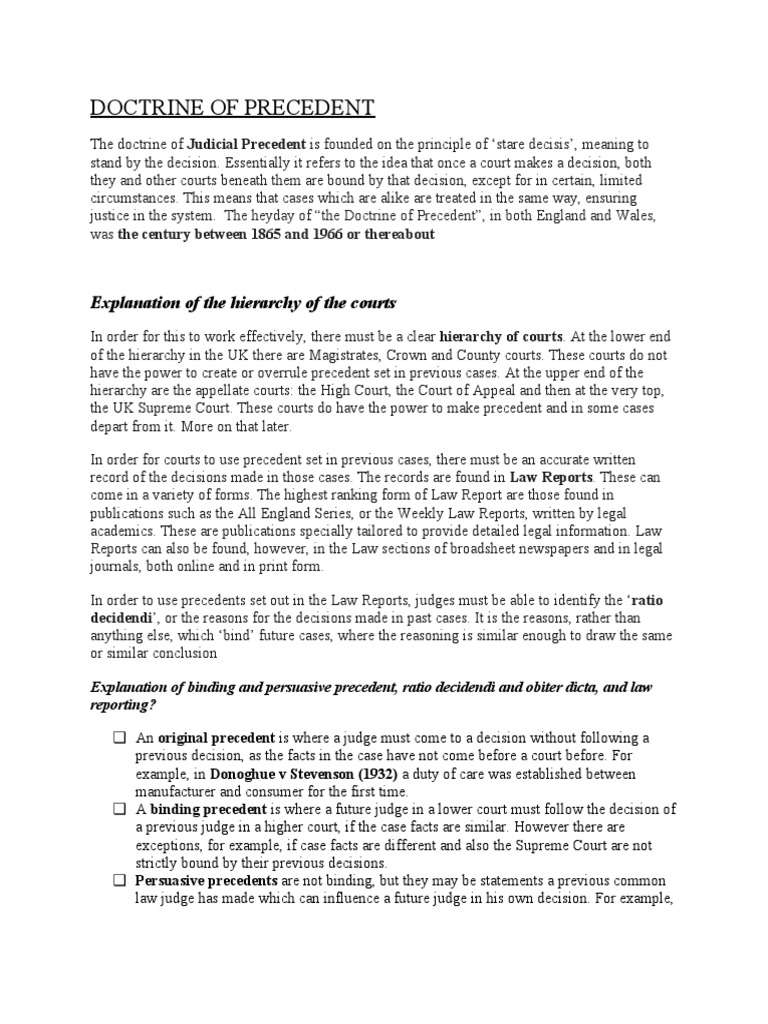 Doctrine of Precedent | PDF | Precedent | Obiter Dictum