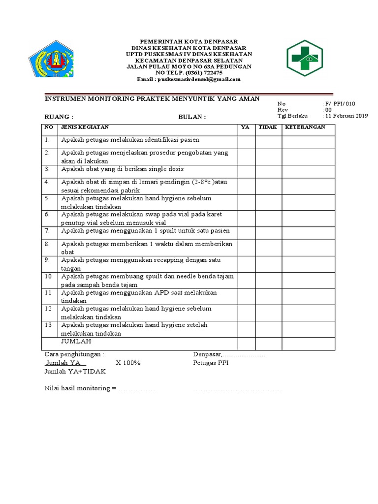 Form Ppi 010 Monev Suntik Aman | PDF