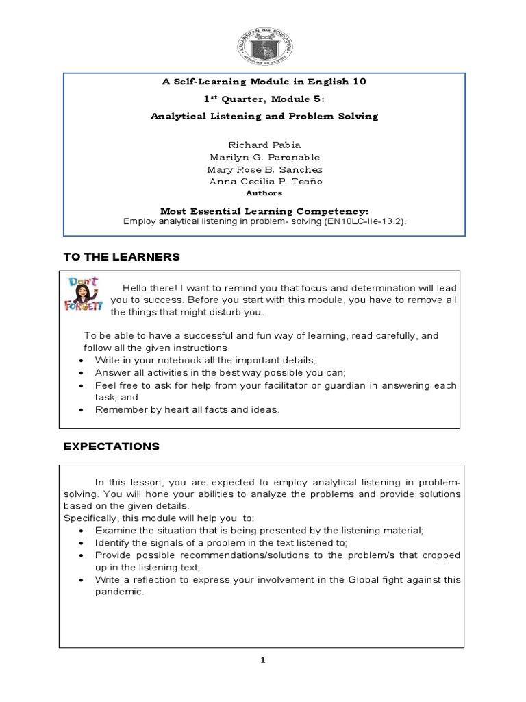 English 10 Week 5 | PDF | Decision Making | Cognition
