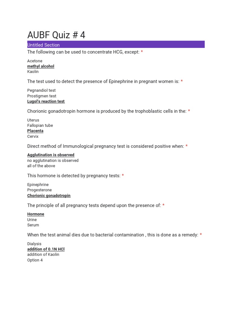 AUBF Quiz # 4: Untitled Section | PDF
