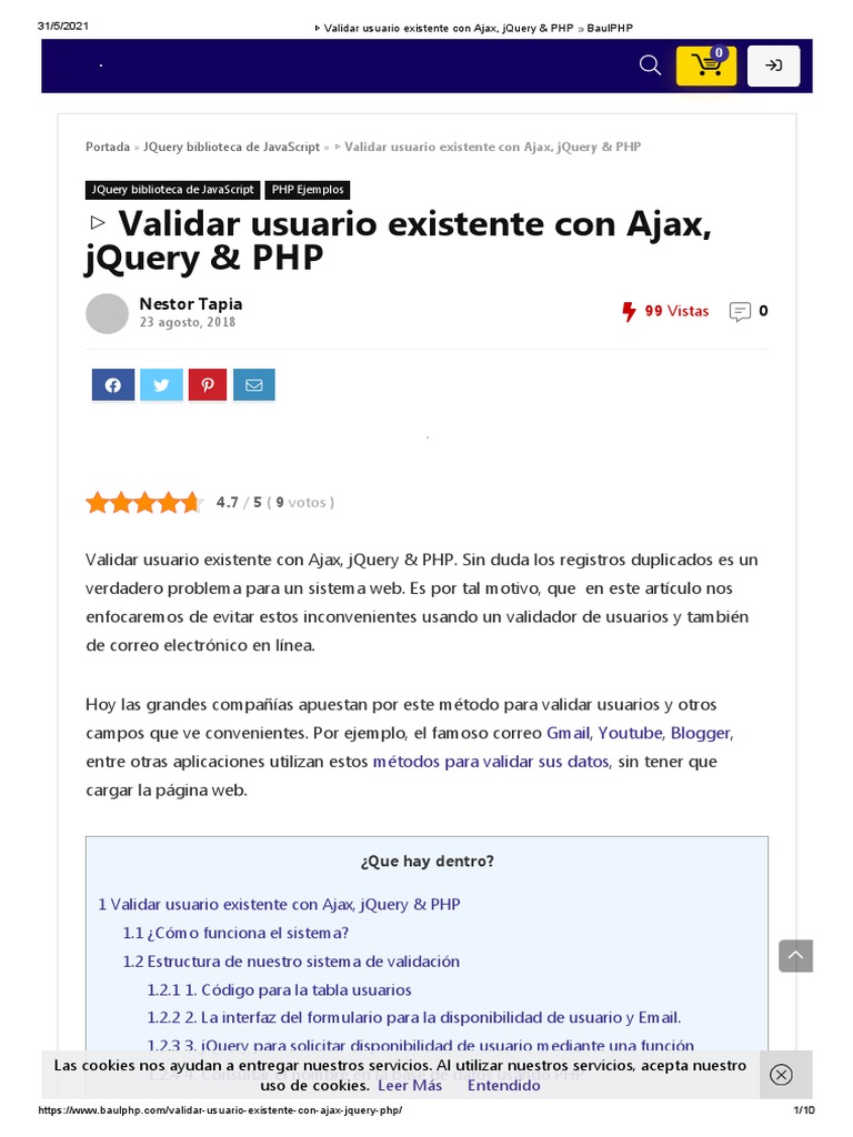 Validar Usuario Existente Con Ajax, JQuery & PHP BaulPHP | Descargar ...