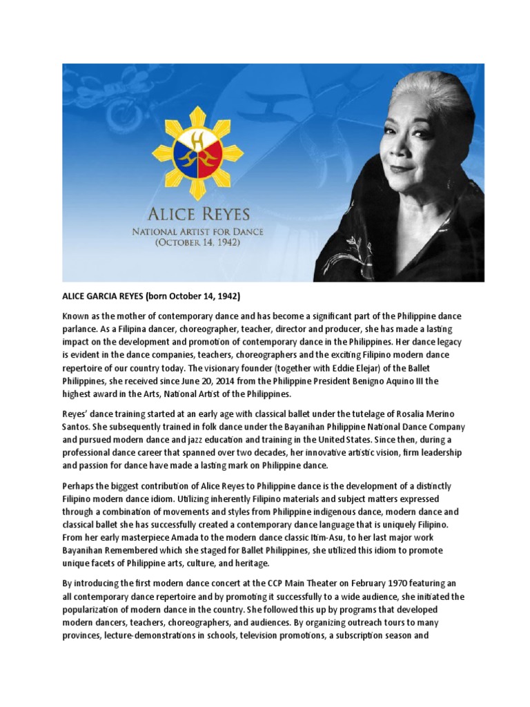 ALICE GARCIA REYES (Born October 14, 1942) | PDF | Dances | Philippines